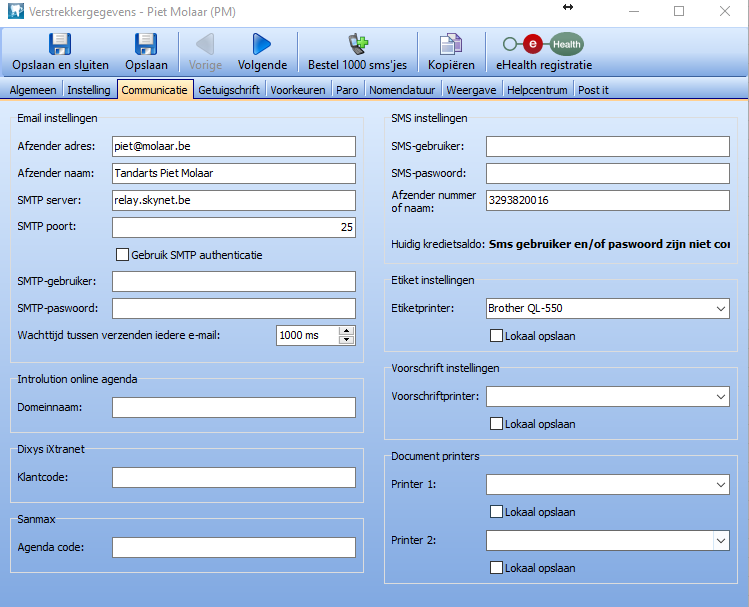 Instellingen – DentAdmin