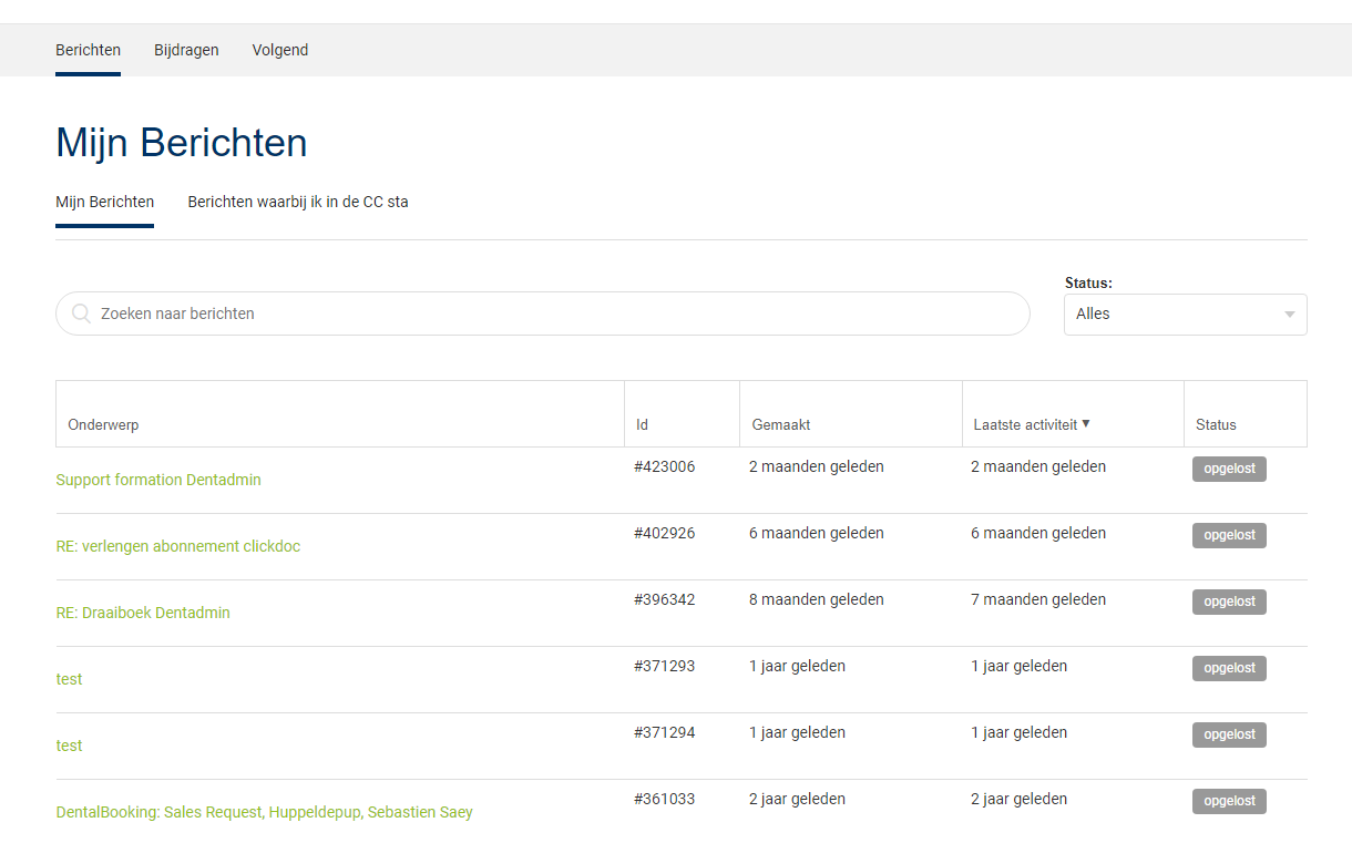 Ticket systeem – DentAdmin