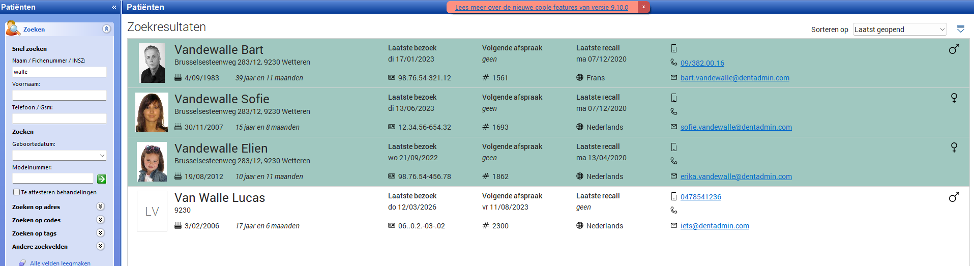 Patiëntenoverzicht – DentAdmin
