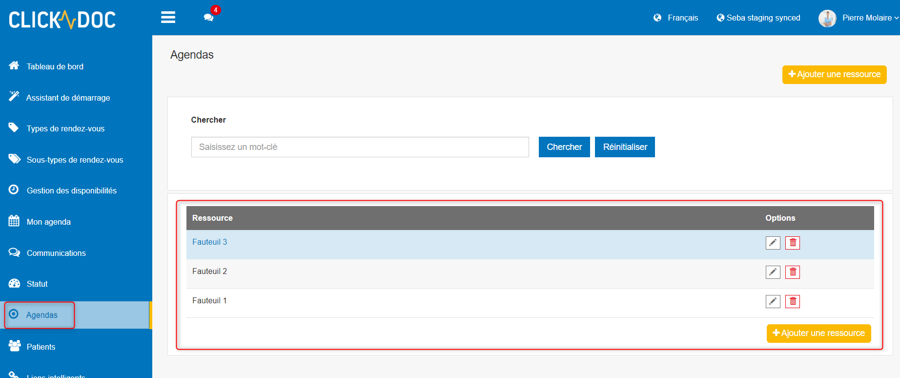 Gestion des agendas – DentAdmin